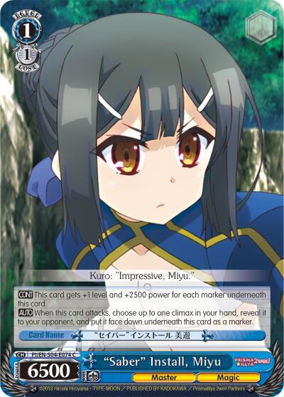 "Saber" Install, Miyu - Fate/kaleid liner PRISMA ILLYA DX - Weiss Schwarz
