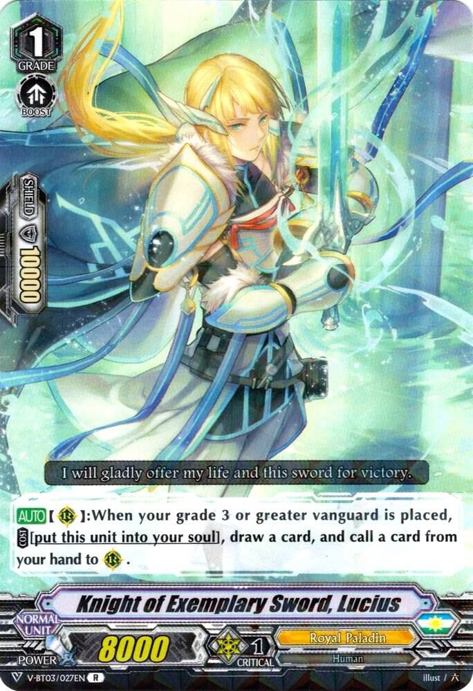 Knight of Exemplary Sword, Lucius - V-BT03: Miyaji Academy CF Club - Cardfight Vanguard