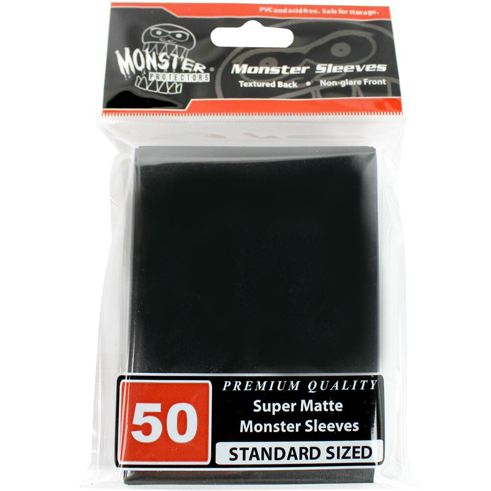 Standard Sleeves - Super Matte - Black (50-Pack) - Monster Protectors ...