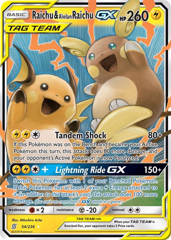 Raichu & Alolan Raichu GX (Full Art) - SM - Unified Minds - Pokemon