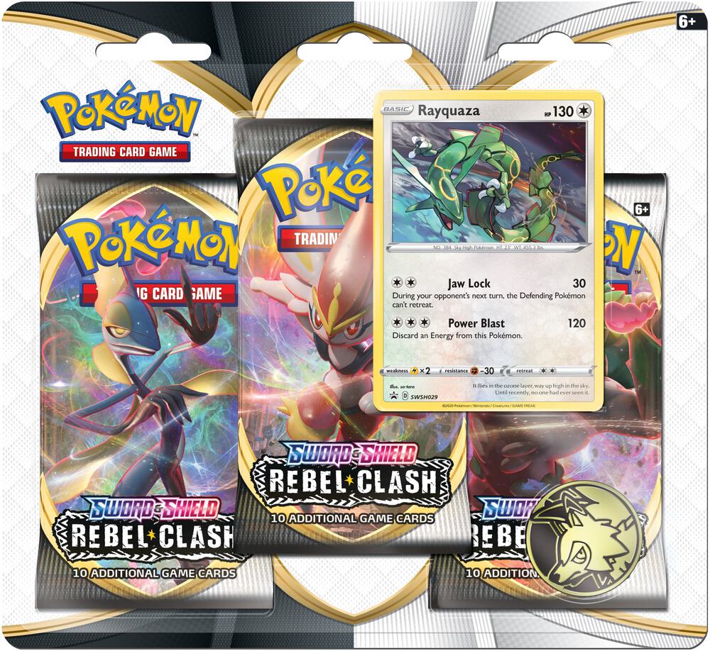 Rebel Clash 3 Pack Blister [Rayquaza] - SWSH02: Rebel Clash - Pokemon ...