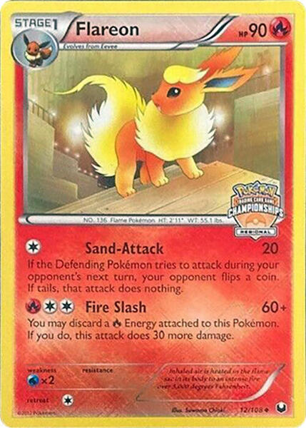 Flareon - 12/108 (Regional Championships) - League & Championship Cards ...