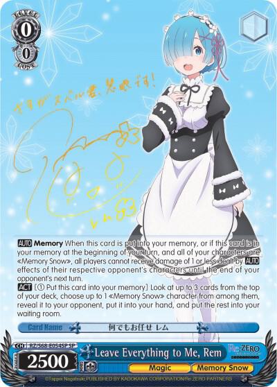 Leave Everything to Me, Rem (SP) - Re:ZERO Memory Snow - Weiss Schwarz ...