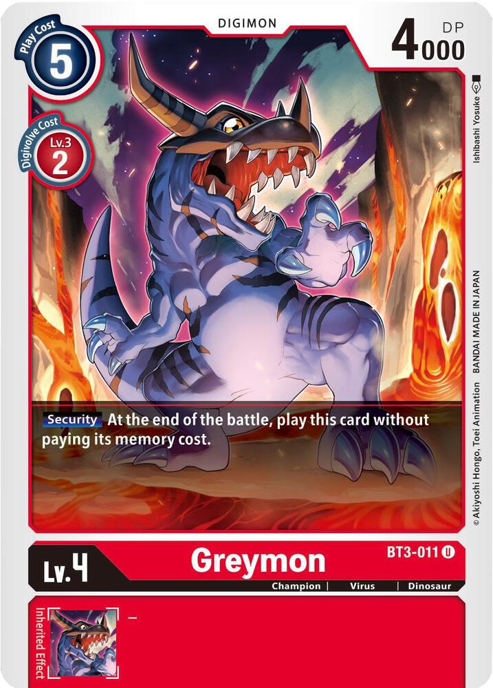Greymon - BT3-011 - Release Special Booster 1.5 - Digimon Card Game