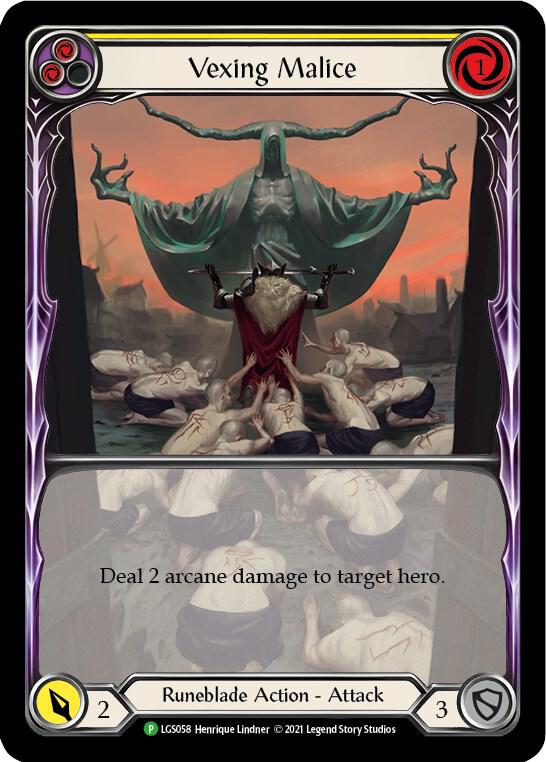 Vexing Malice (Yellow) (Extended Art) - LGS058 - Flesh and Blood: Promo Cards - Flesh and Blood TCG