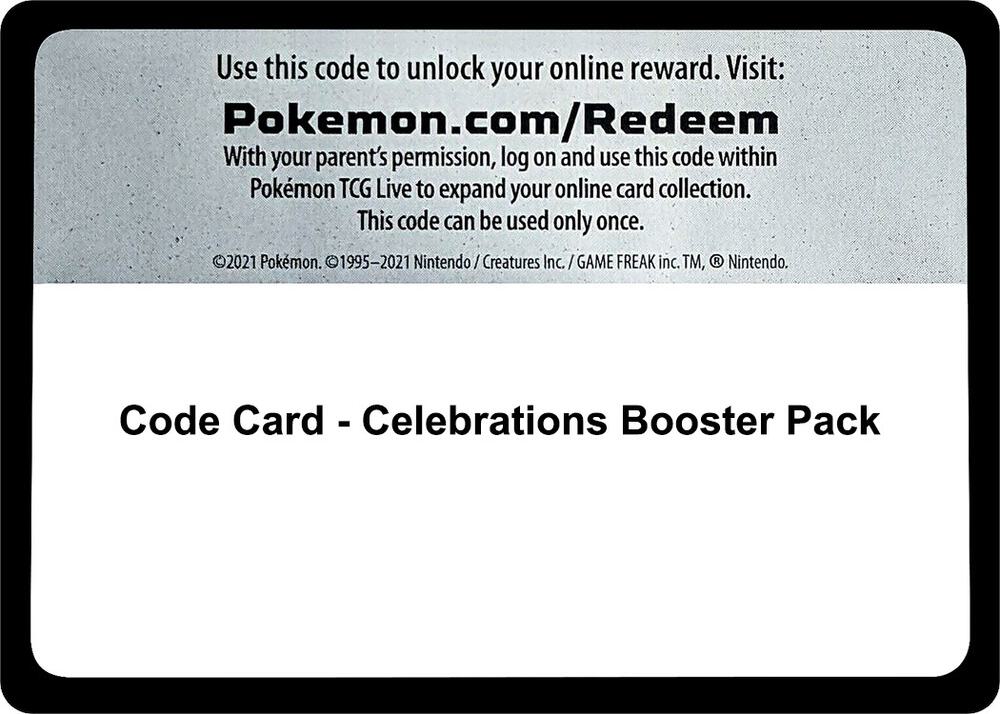 Code Card - Celebrations Booster Pack - Celebrations - Pokemon ...