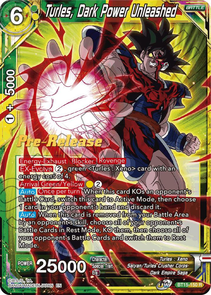 Turles, Dark Power Unleashed - Saiyan Showdown Pre-Release Cards ...