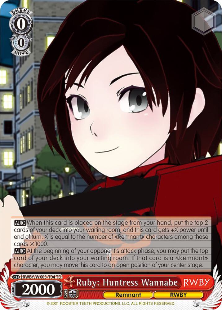 Ruby: Huntress Wannabe - RWBY - Weiss Schwarz - TCGplayer.com