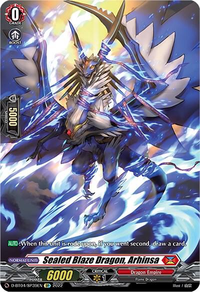 Sealed Blaze Dragon, Arhinsa (SP) - D-BT04: Awakening of Chakrabarthi - Cardfight Vanguard