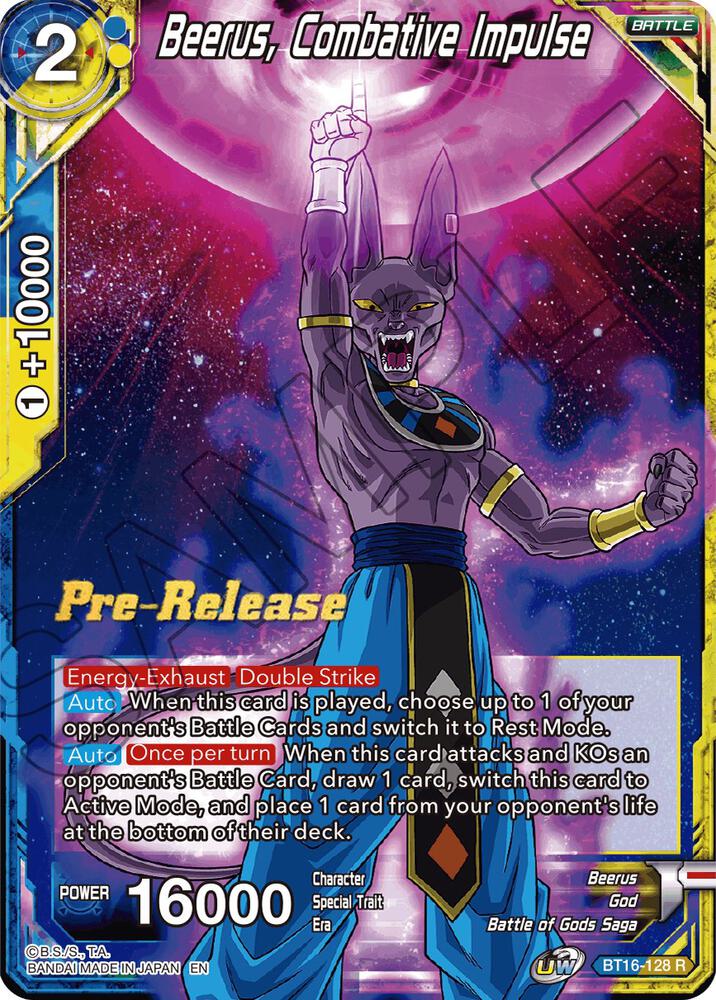 Beerus, Combative Impulse - Realm of the Gods Pre-Release Cards ...