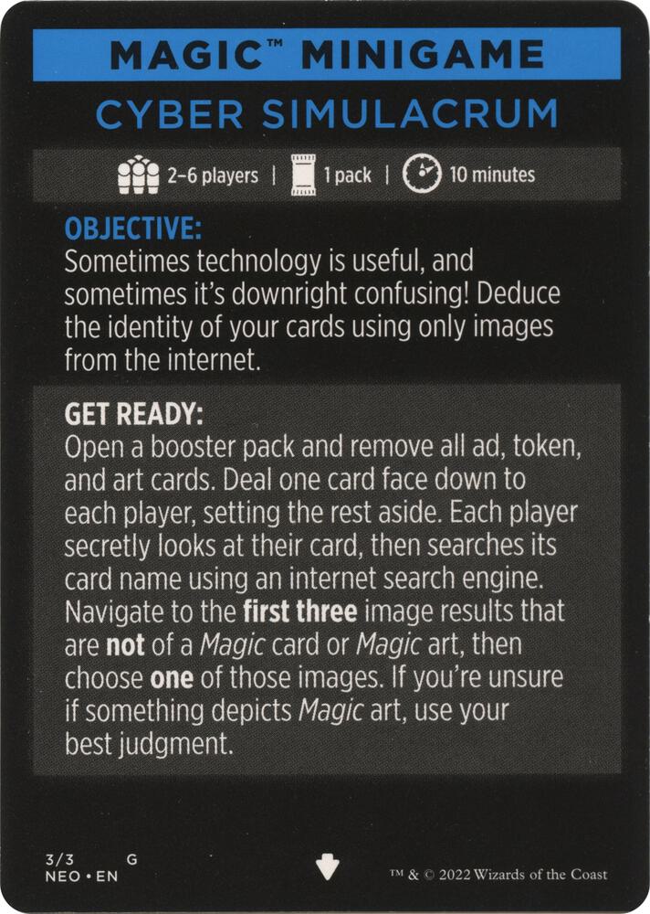Magic Minigame: Cyber Simulacrum - Kamigawa: Neon Dynasty - Magic: The ...