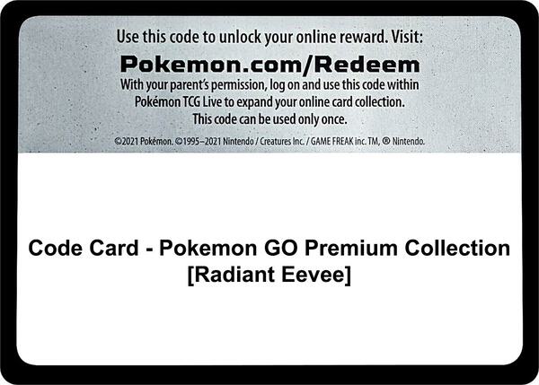 Code Card - Pokemon GO Premium Collection [Radiant Eevee] - Pokemon GO ...