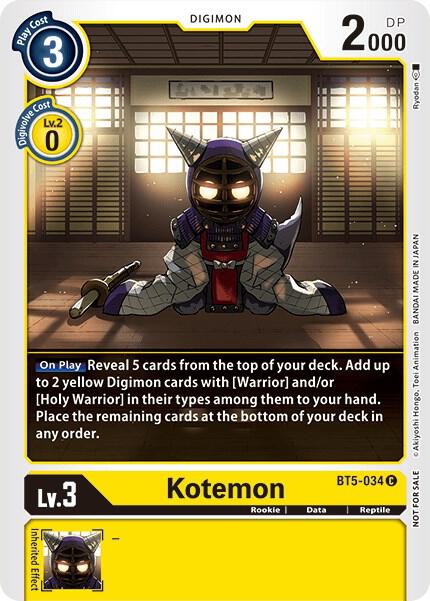Kotemon - BT5-034 (Tamer Party Vol. 5 Promo) - Battle of Omni - Digimon Card Game - TCGplayer.com