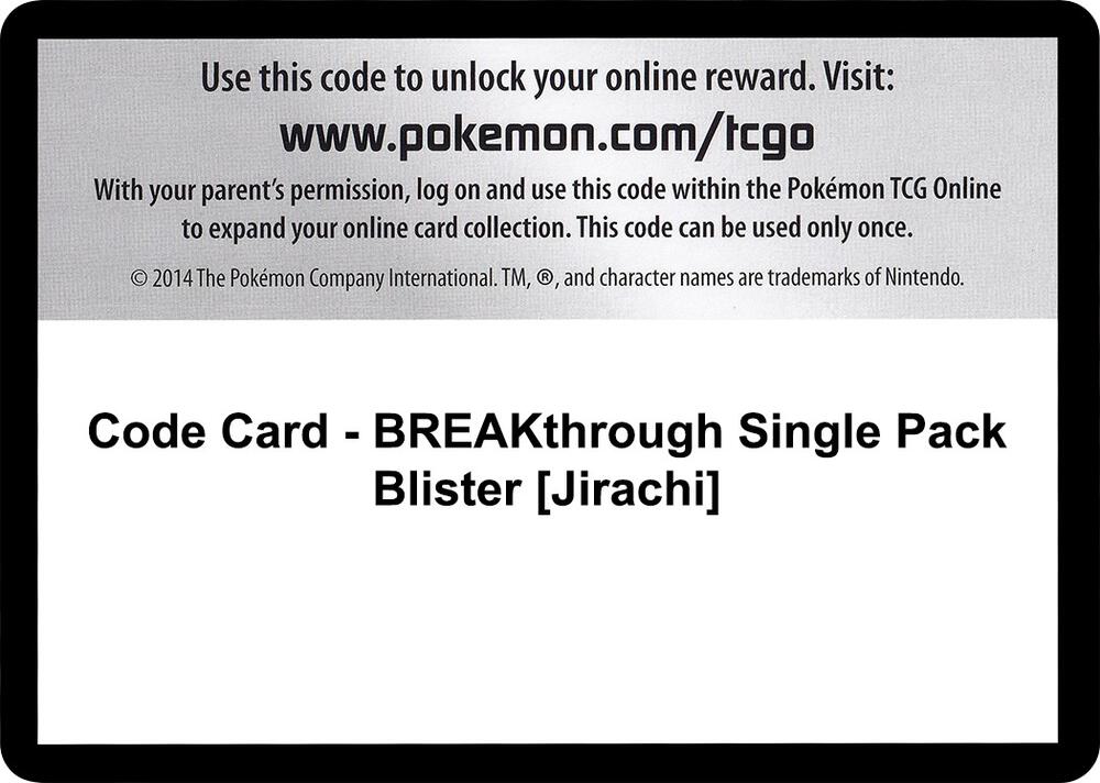 Code Card - BREAKthrough Single Pack Blister [Jirachi] - XY ...