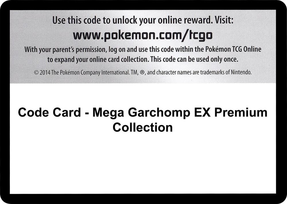 Code Card - Mega Garchomp EX Premium Collection - XY - Evolutions ...