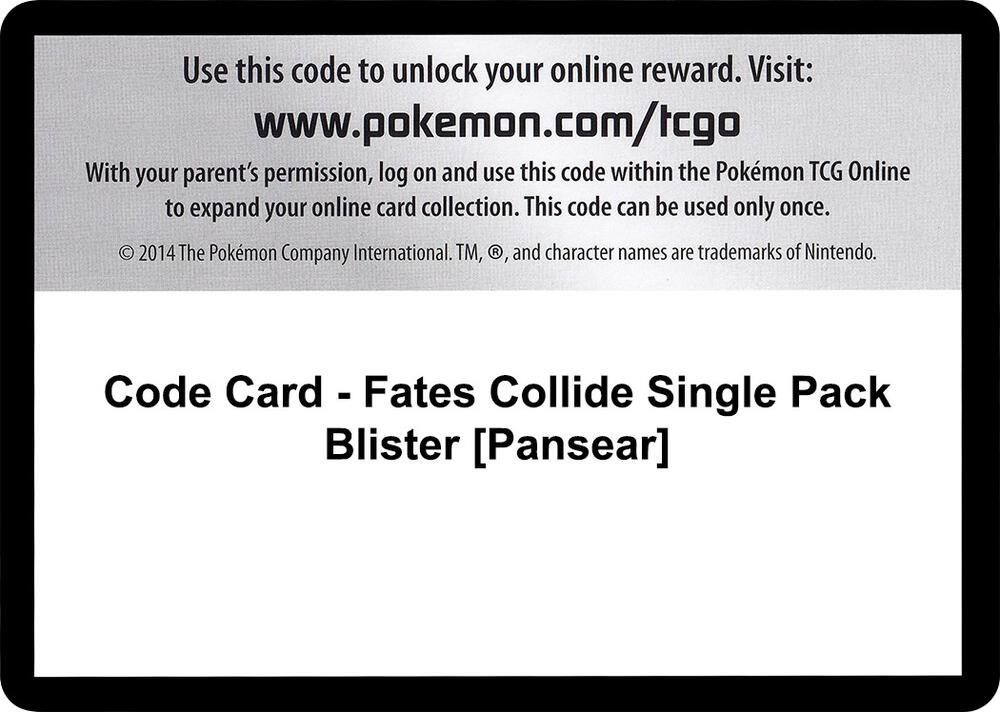 Code Card - Fates Collide Single Pack Blister [Pansear] - XY - Fates ...
