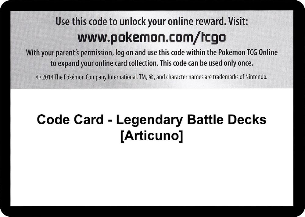 Code Card - Legendary Battle Decks [Articuno] - XY - Steam Siege ...