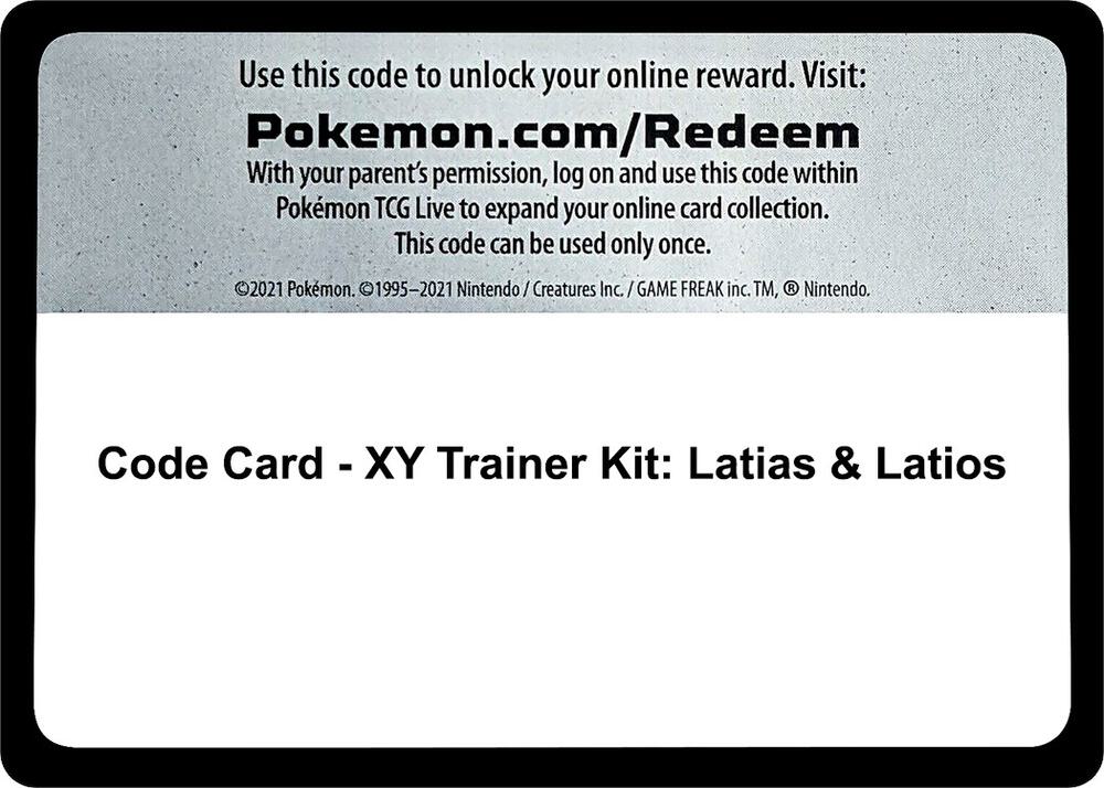 Code Card - XY Trainer Kit: Latias & Latios - XY Trainer Kit: Latias ...
