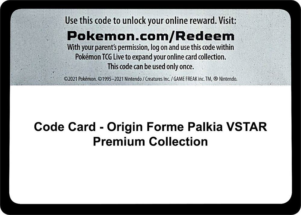 Code Card - Origin Forme Palkia VSTAR Premium Collection - SWSH11: Lost ...