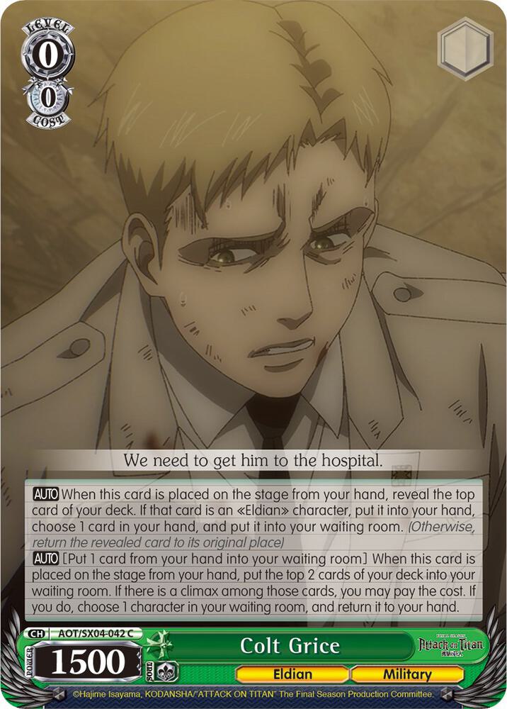 Colt Grice - Attack On Titan: Final Season - Weiss Schwarz - TCGplayer.com