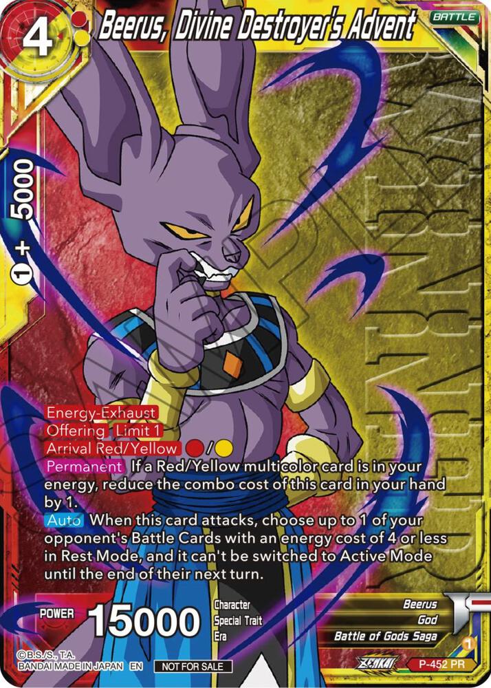 Beerus, Divine Destroyer's Advent (Zenkai Series Tournament Pack Vol.2 ...