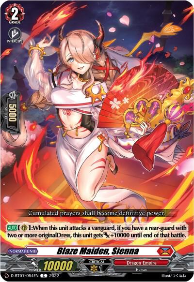 Blaze Maiden, Sienna - D-BT07: Raging Flames Against Emerald Storm - Cardfight Vanguard