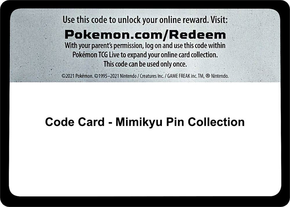 Code Card - Mimikyu Pin Collection - SM Base Set - Pokemon - TCGplayer.com