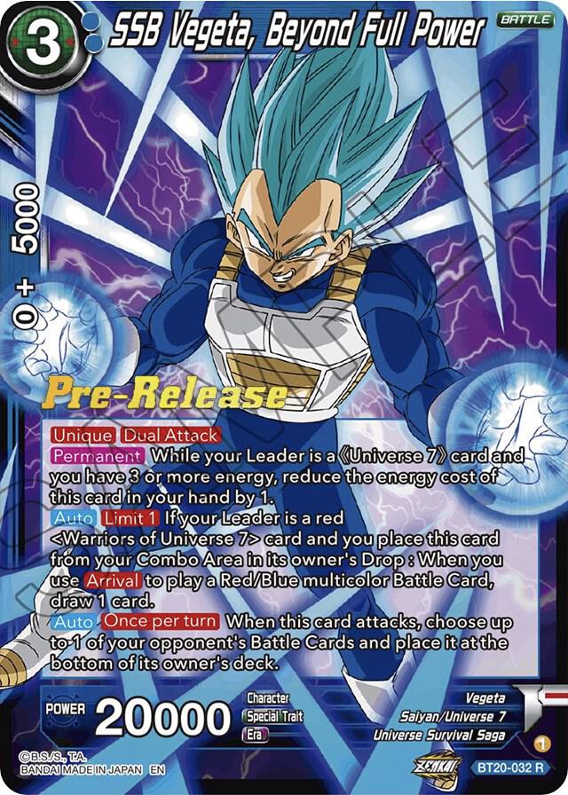 SSB Vegeta, Beyond Full Power - Power Absorbed Pre-Release Cards ...