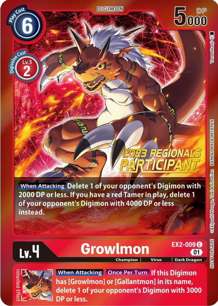 Growlmon (2023 Regionals Participant) - Digital Hazard - Digimon Card ...