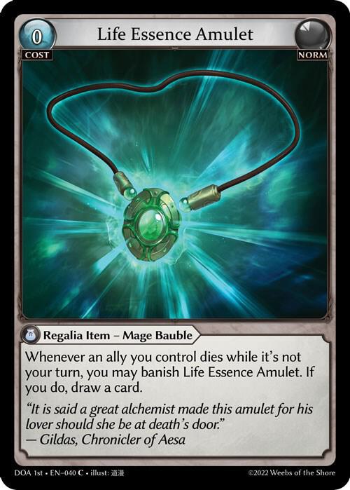 Life Essence Amulet - Dawn of Ashes 1st Edition - Grand Archive TCG ...