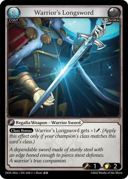 Warrior's Longsword - Dawn of Ashes Alter Edition - Grand Archive TCG ...