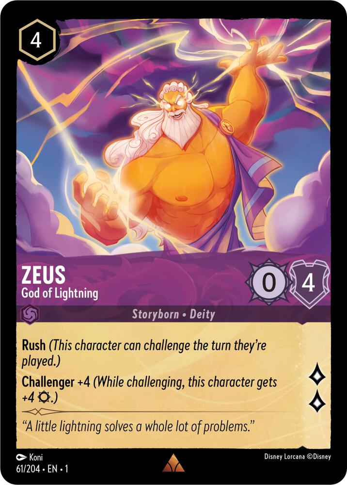 Zeus - God of Lightning - The First Chapter - Disney Lorcana ...