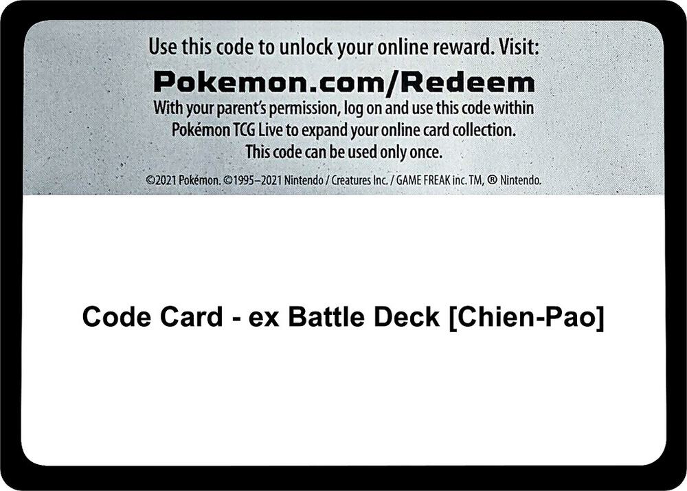 Code Card - ex Battle Deck [Chien-Pao] - Miscellaneous Cards & Products ...