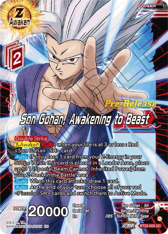 Son Gohan, Awakening to Beast - Critical Blow Pre-Release Cards ...