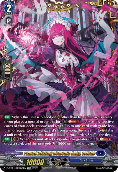 Famed Blazing Demonic Lady, Oriens (FFR) - D-BT11: Clash of the Heroes - Cardfight Vanguard ...