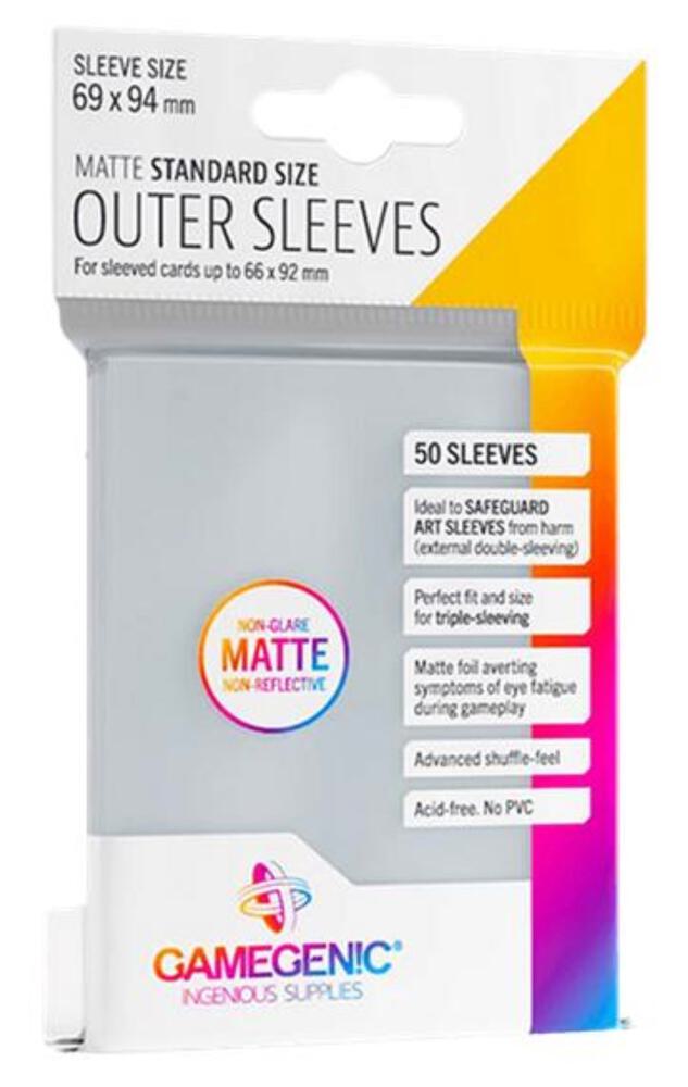 GameGenic Matte Prime Outer Sleeves - Standard Size - Gray (50-Pack ...
