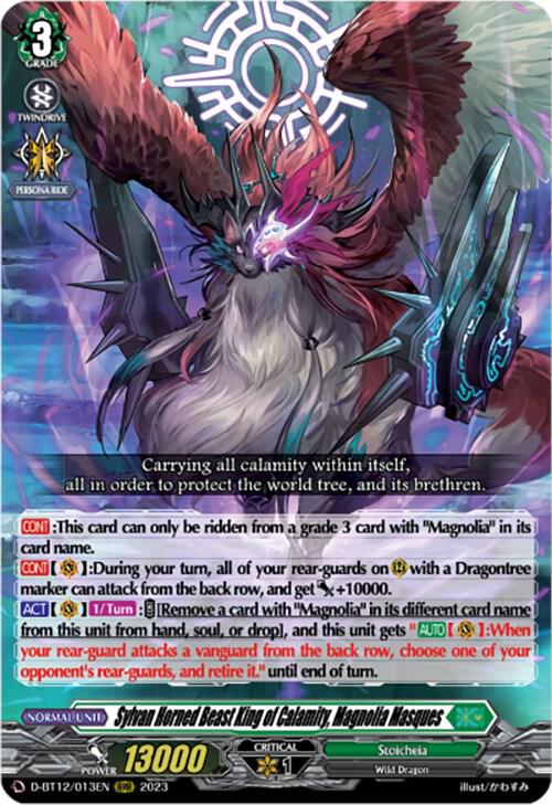 Sylvan Horned Beast King of Calamity, Magnolia Masques - D-BT12: Evenfall Onslaught - Cardfight ...