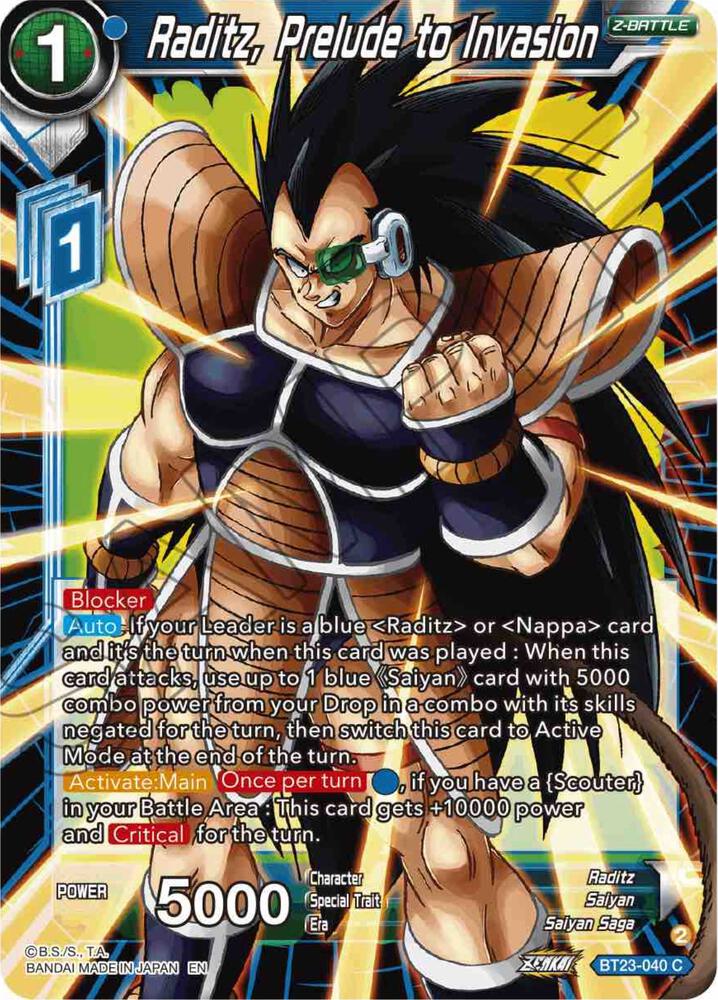 Raditz, Prelude to Invasion - Perfect Combination - Dragon Ball Super ...