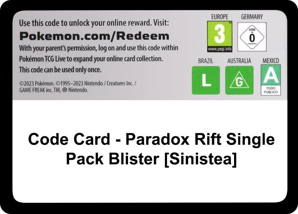 Code Card - Paradox Rift Single Pack Blister [Sinistea] - SV04: Paradox ...
