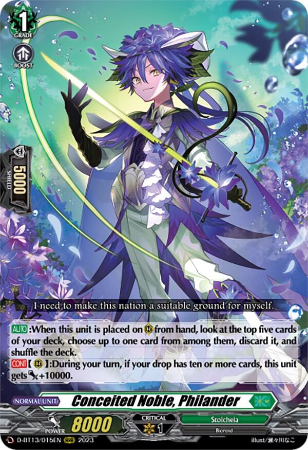 Conceited Noble, Philander - D-BT13: Flight of Chakrabarthi - Cardfight ...