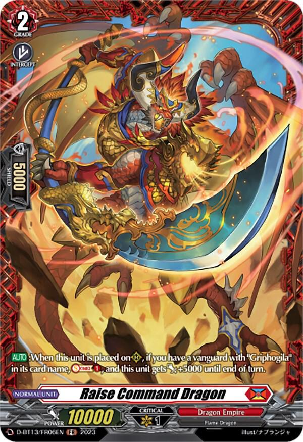 Raise Command Dragon (FR) - D-BT13: Flight of Chakrabarthi - Cardfight ...