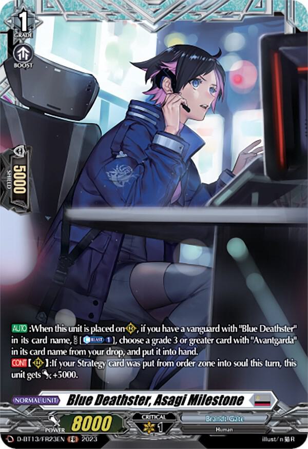Blue Deathster, Asagi Milestone (FR) - D-BT13: Flight of Chakrabarthi - Cardfight Vanguard ...