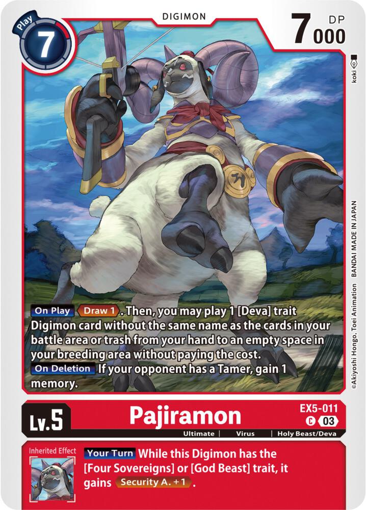 Pajiramon - Animal Colosseum - Digimon Card Game - TCGplayer.com