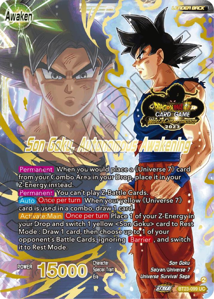 SSB Son Goku // Son Goku, Autonomous Awakening (2023 Worlds ZENKAI 06 ...