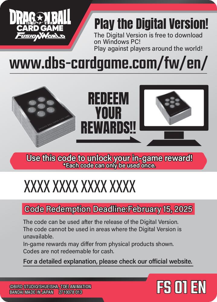 Code Card - Starter Deck 4: Frieza (FS04) - Starter Deck 4: Frieza ...