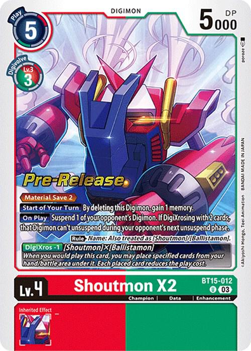 Shoutmon X2 - Exceed Apocalypse Pre-Release Cards - Digimon Card Game ...
