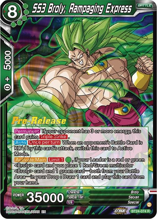 SS3 Broly, Rampaging Express - Beyond Generations Pre-Release Cards ...