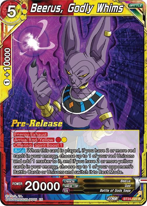 Beerus, Godly Whims - Beyond Generations Pre-Release Cards - Dragon ...