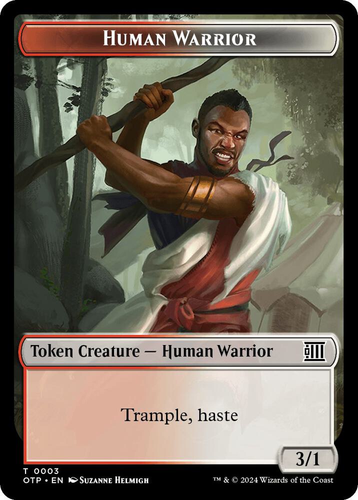 Human Warrior // Plot Double-Sided Token - Outlaws of Thunder Junction ...