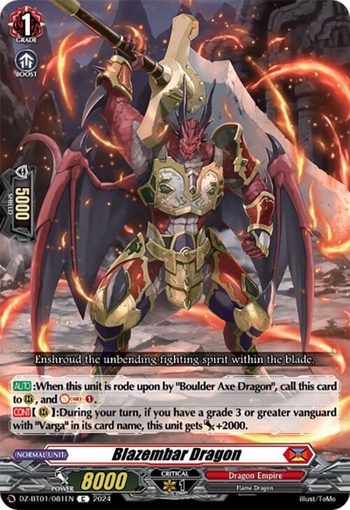 Blazembar Dragon - DZ-BT01: Fated Clash - Cardfight Vanguard